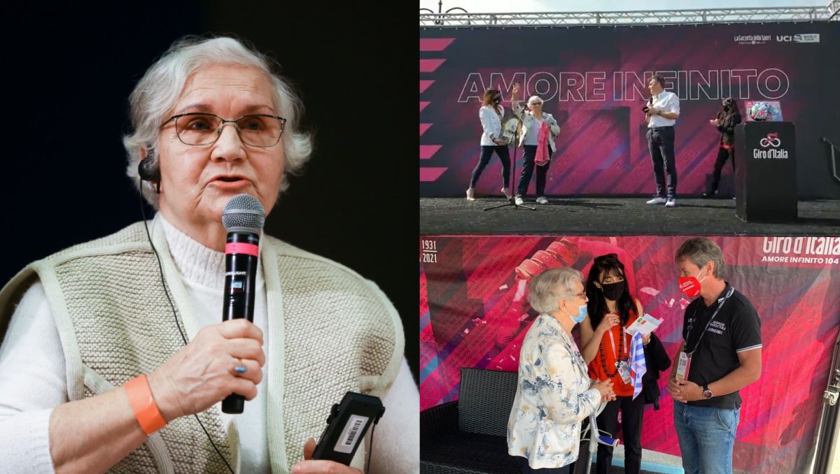 Lidia Maksymowicz ocalała z Auschwitz otrzymała koszulkę lidera Giro d ...