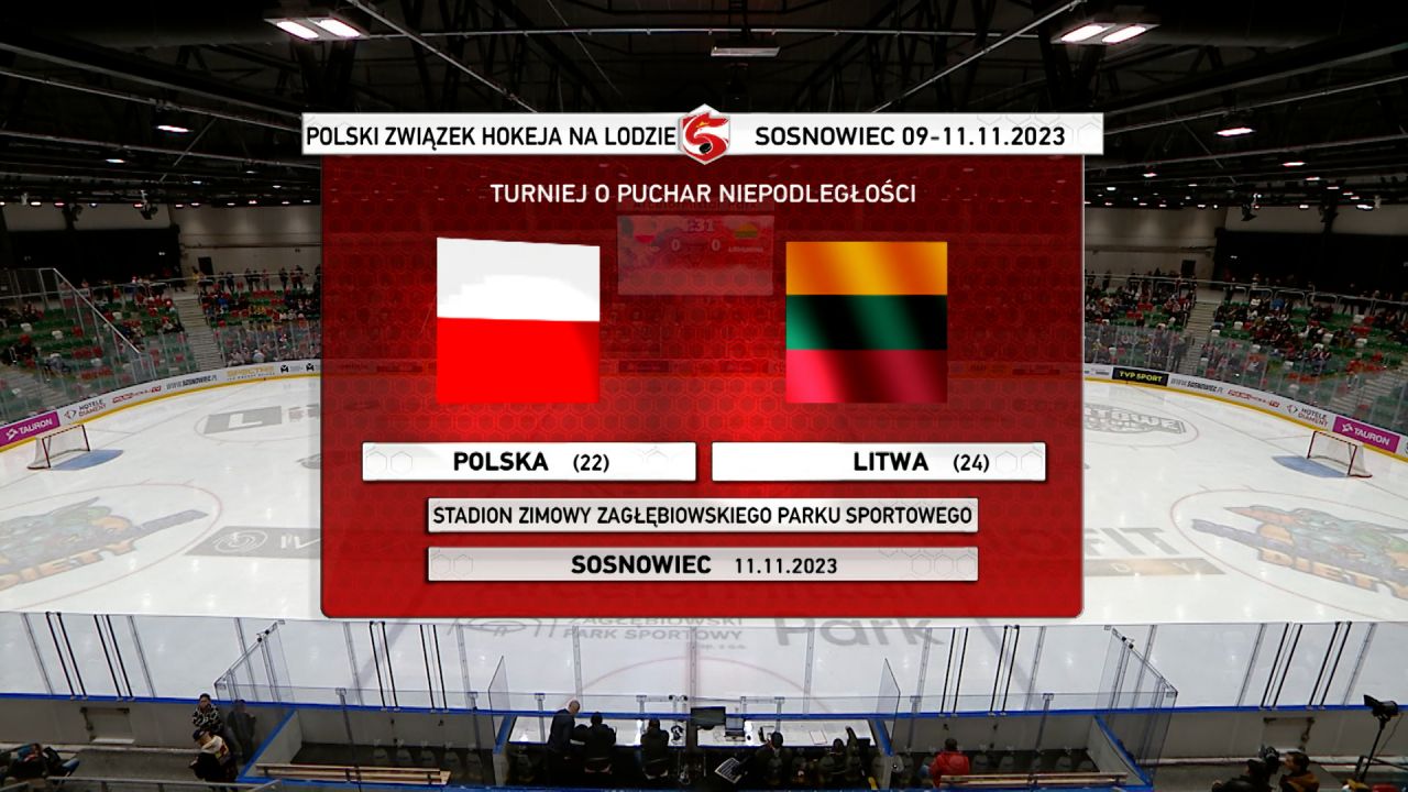 Polska – Litwa. Hokej na lodzie, Turniej Niepodległości, Sosnowiec [SKRÓT] | TVP SPORT